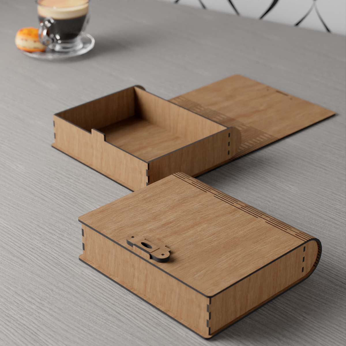 Laser cut wooden book box svg file