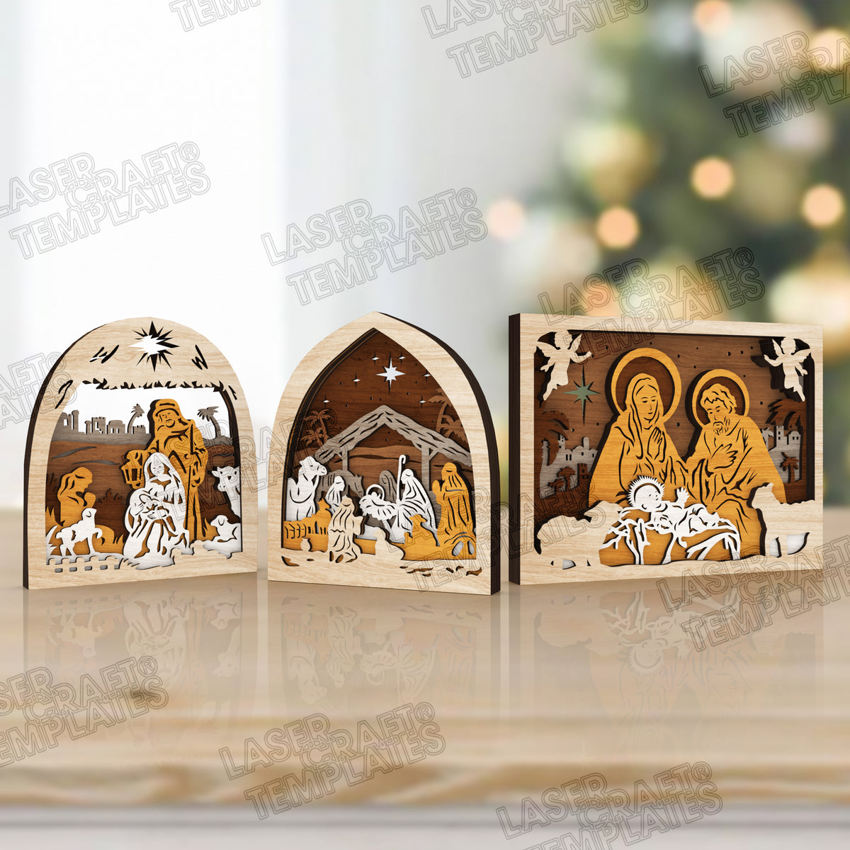 Laser cut Nativity scene table decor 3 bundle svg file