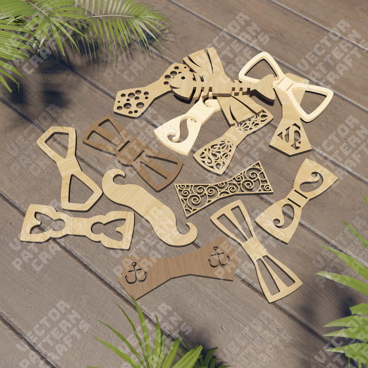 Laser cut wooden bow ties 52 bundle svg cutting files