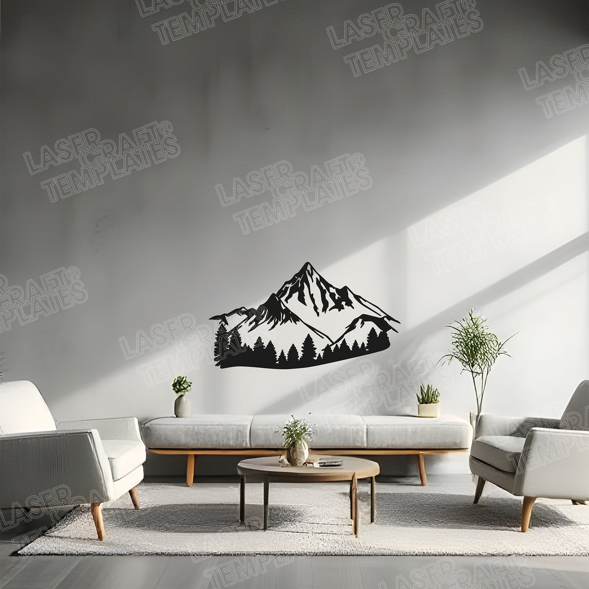 Wood mountain wall art laser cut svg file