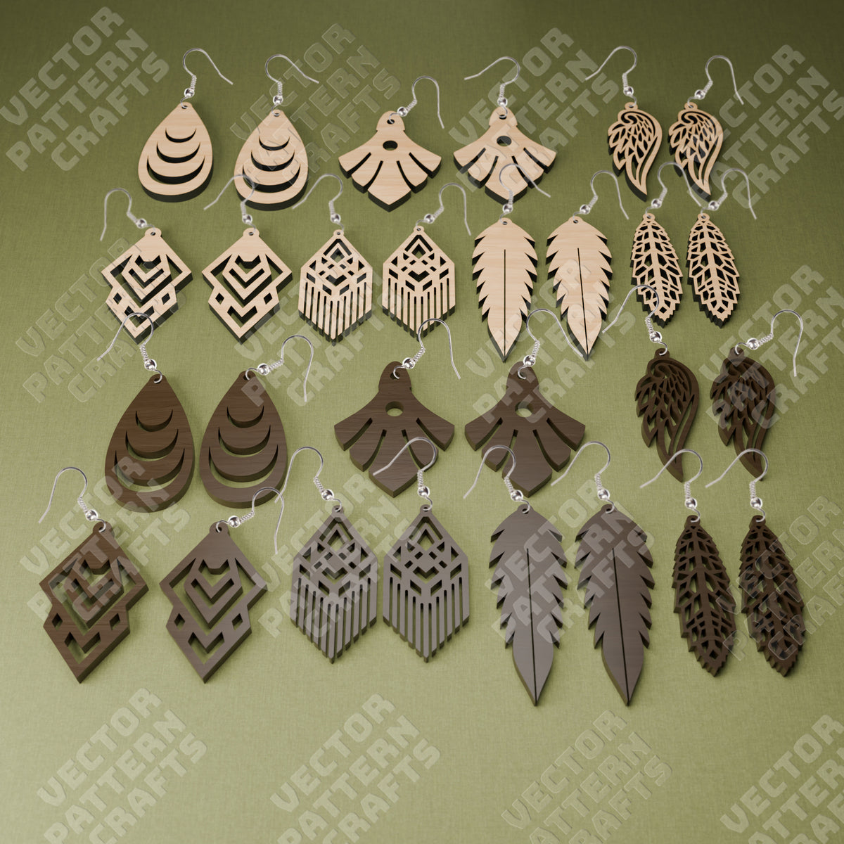 Decorative earrings bundle laser cut file svg