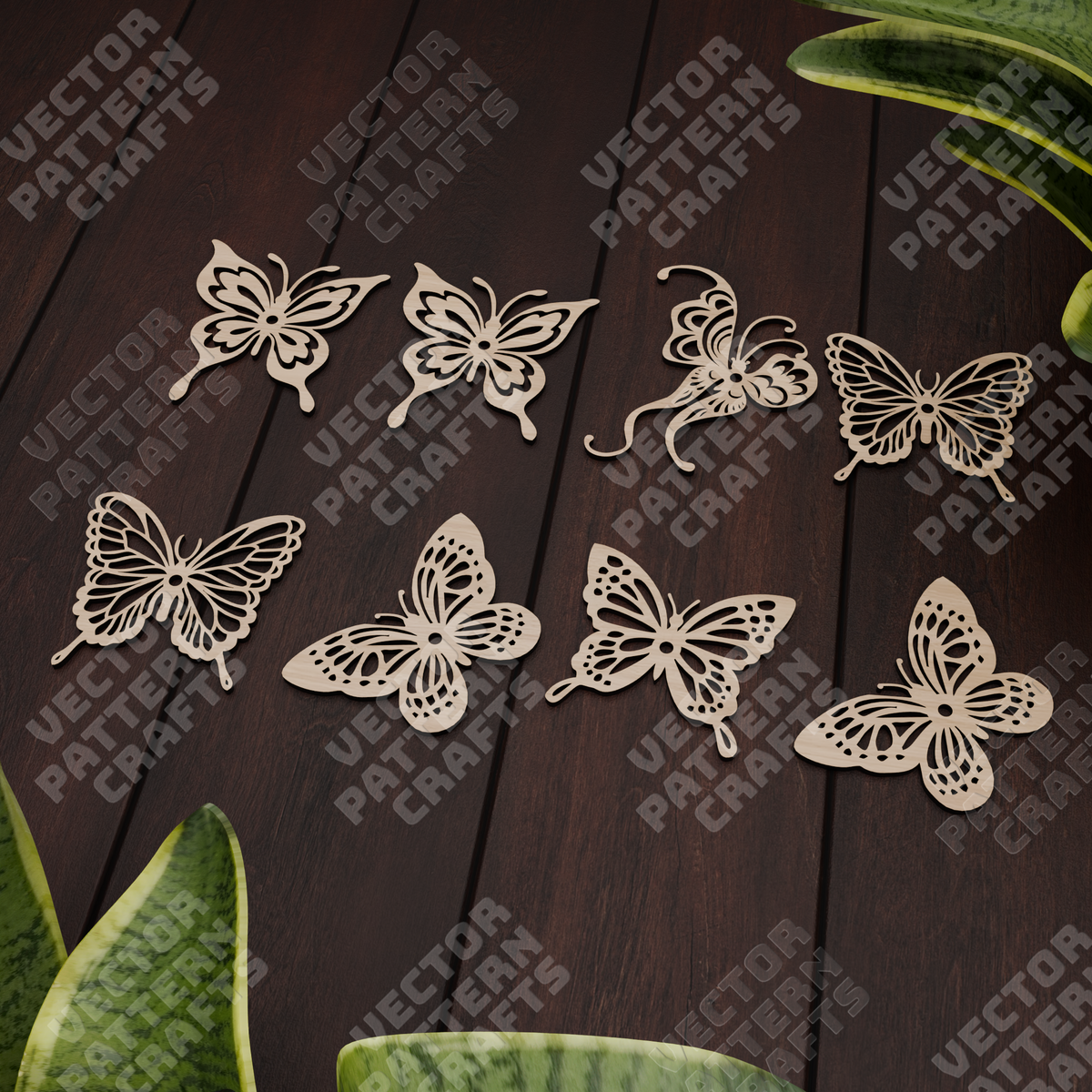 Decorative butterfly pattern 8 bundle laser cut svg file