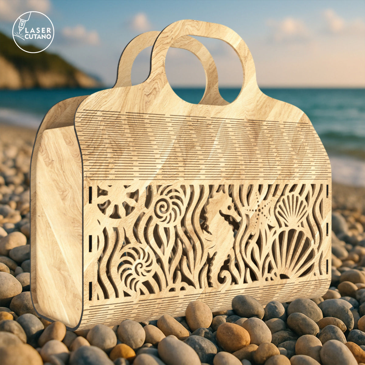 Laser cut Beach Clutch handbag Svg Cutting File