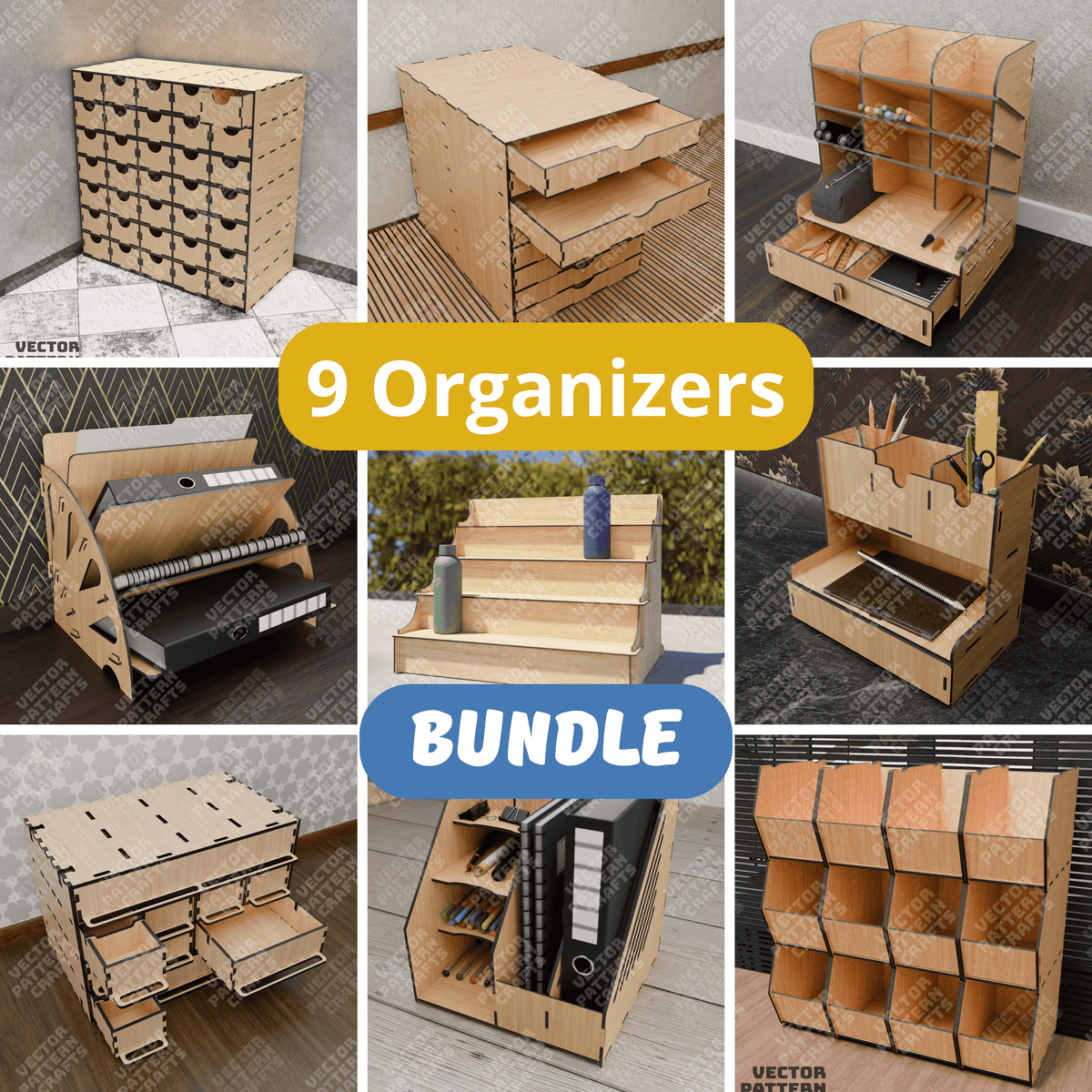 9 Organizers Bundle laser cut svg file