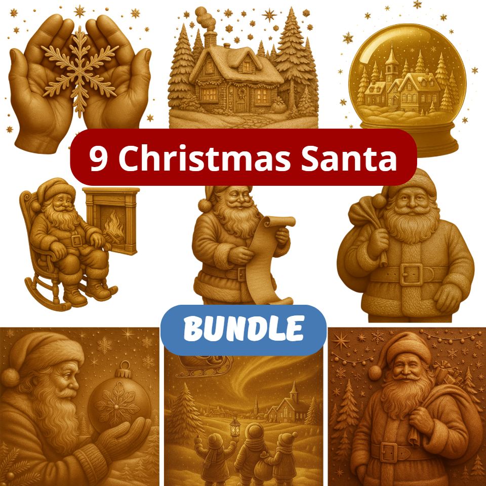 9 Christmas Santa Bundle laser engraving png file