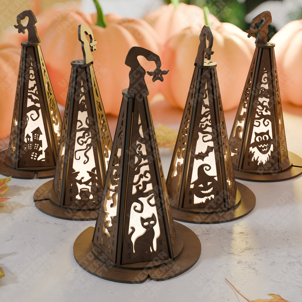 Halloween hats lamps 3 bundle laser cut svg file