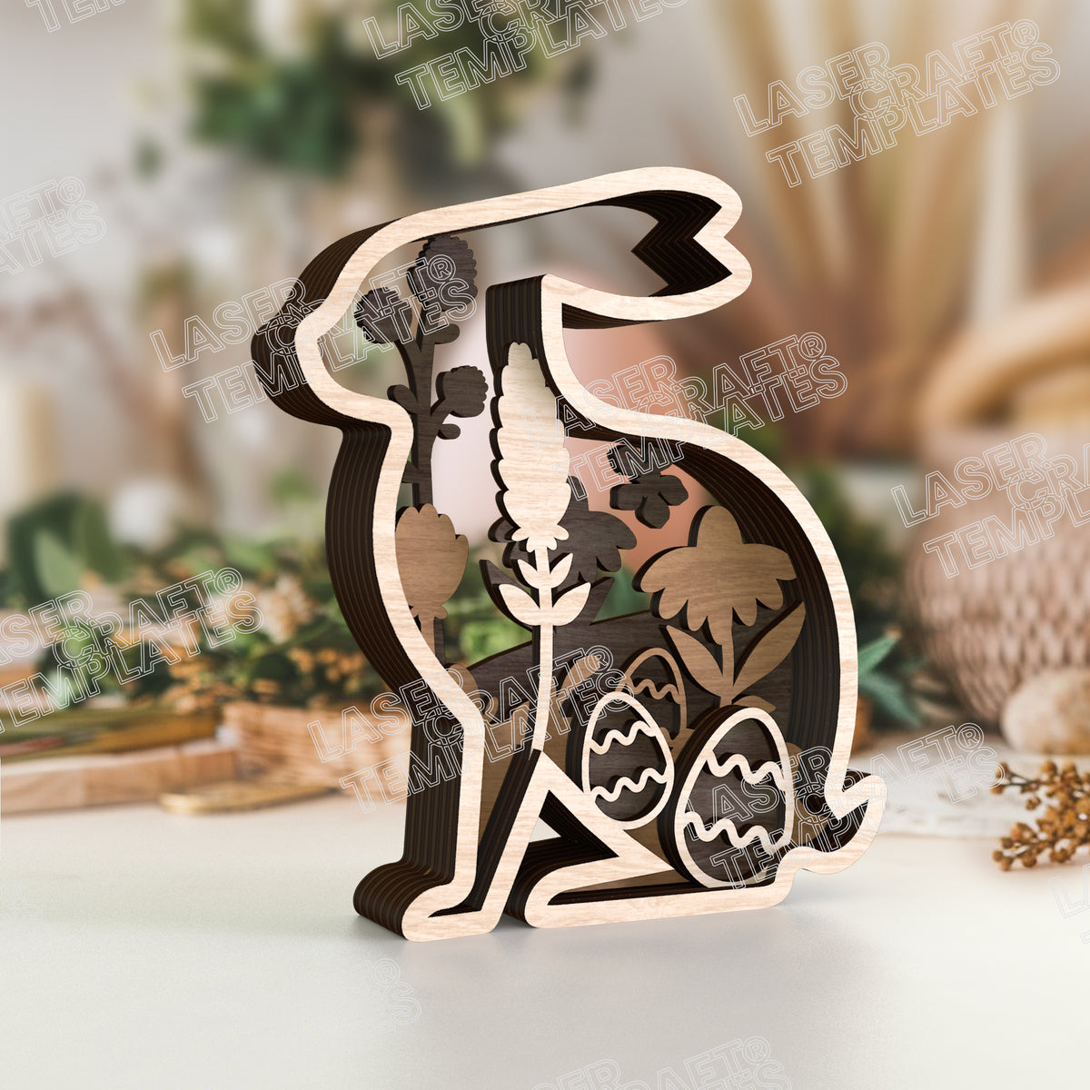 Laser cut Easter bunny table decor svg file