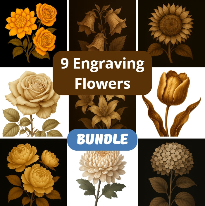 9 Elegant flowers Bundle laser engraving png file