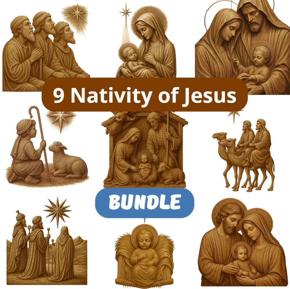 9 Nativity of Jesus Bundle laser engraving png file