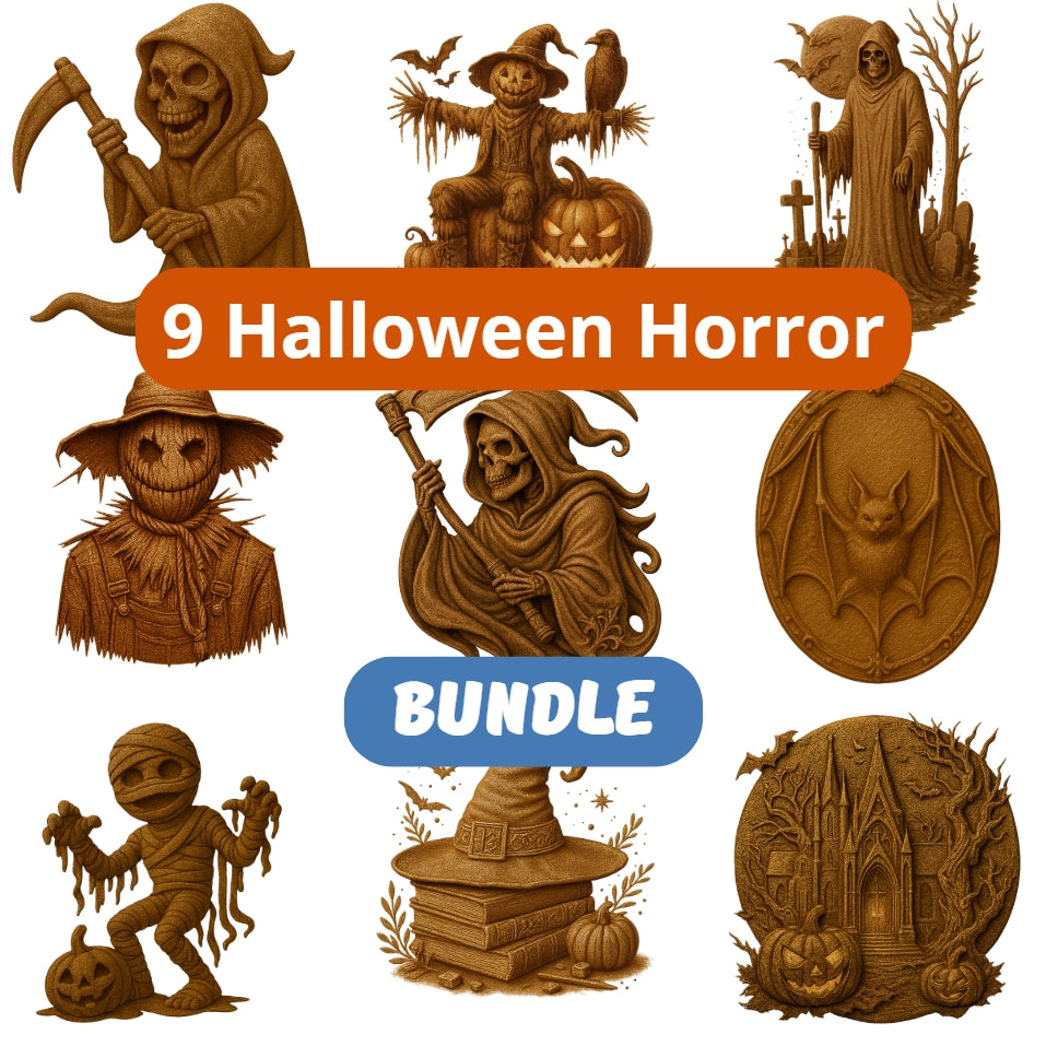 9 Halloween Horror Bundle laser engraving png file
