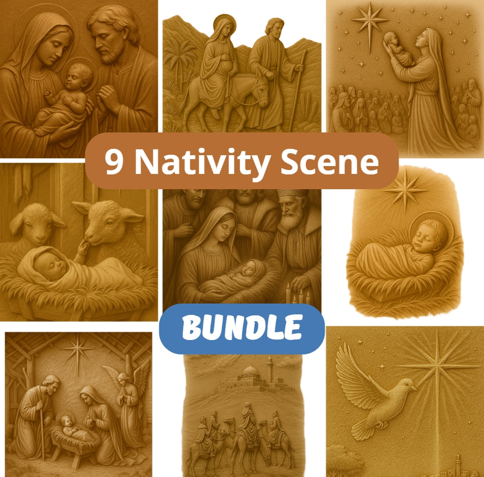 9 Nativity Scene Bundle laser engraving png file