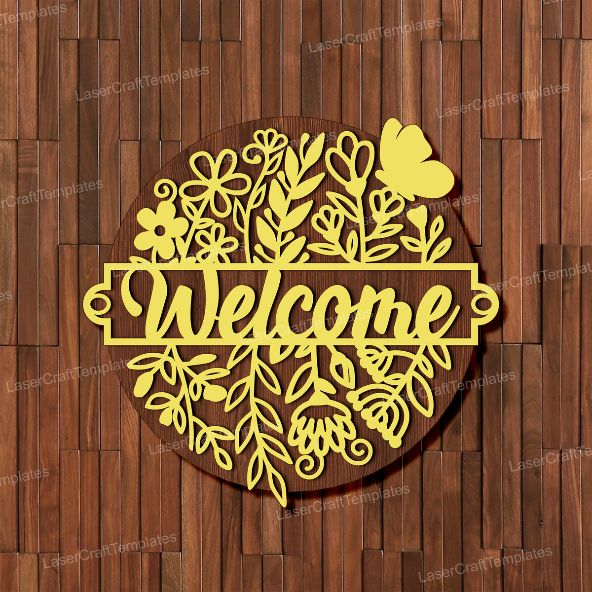 Flowers Welcome Sign laser cut svg file Glowforge