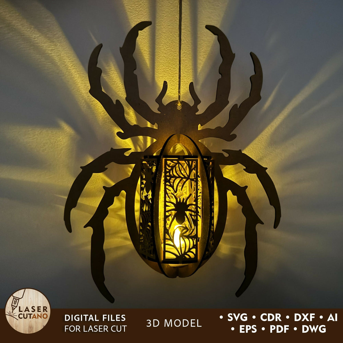 Halloween Spider Lamp Laser Cut File