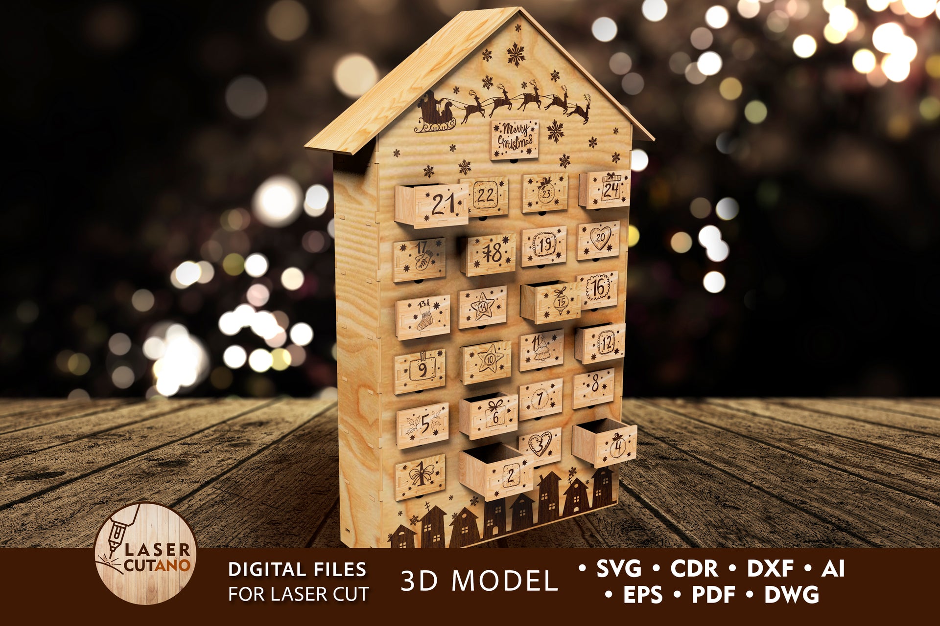 Advent Calendar Christmas Laser Cut Svg File