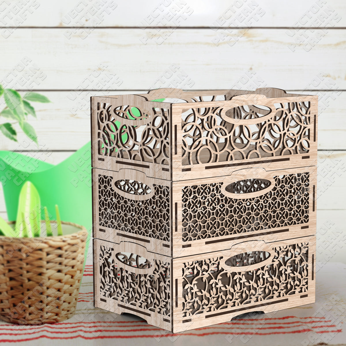 Laser cut stackable box 3 bundle svg cutting file