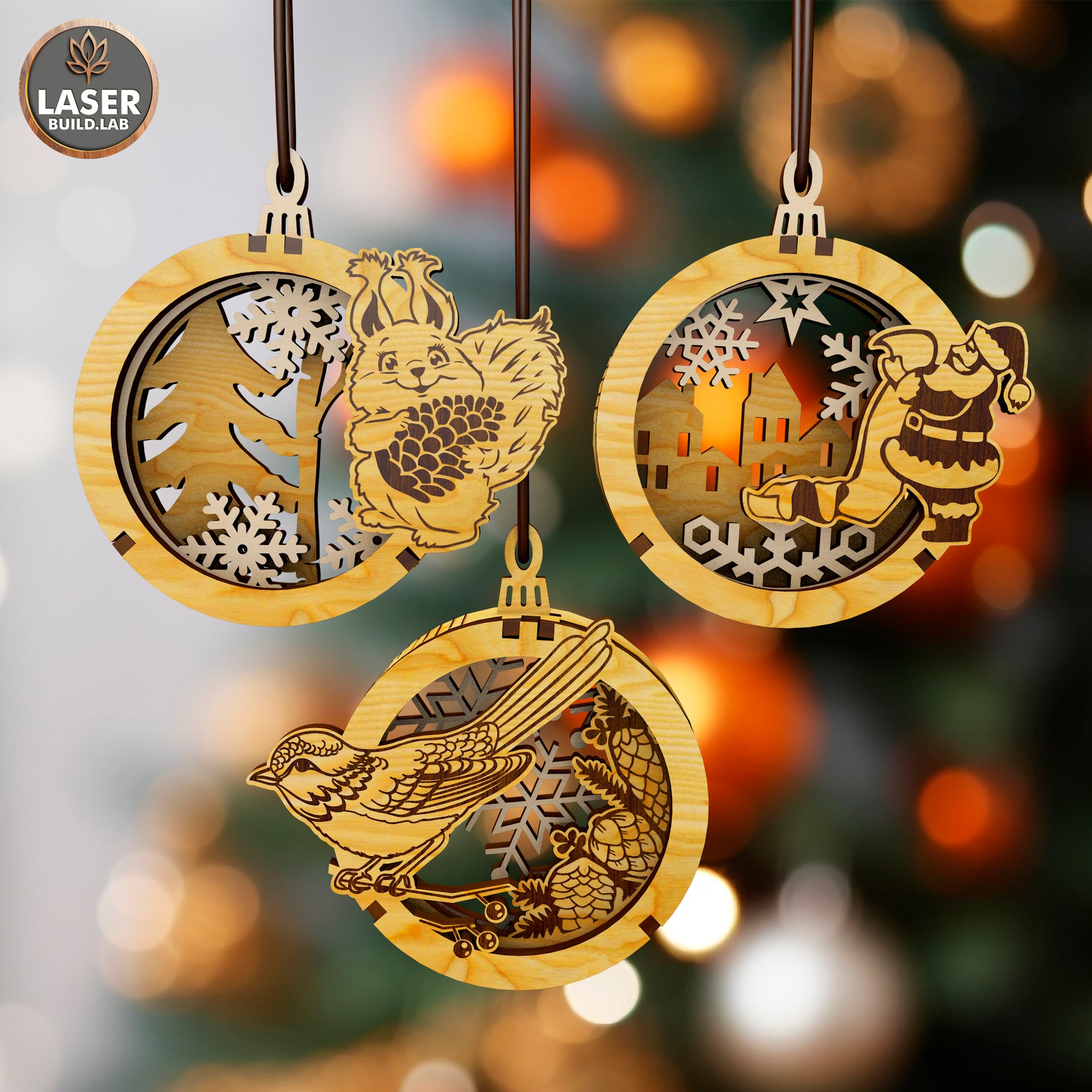 Christmas Ornaments 9 Bundle laser cut file
