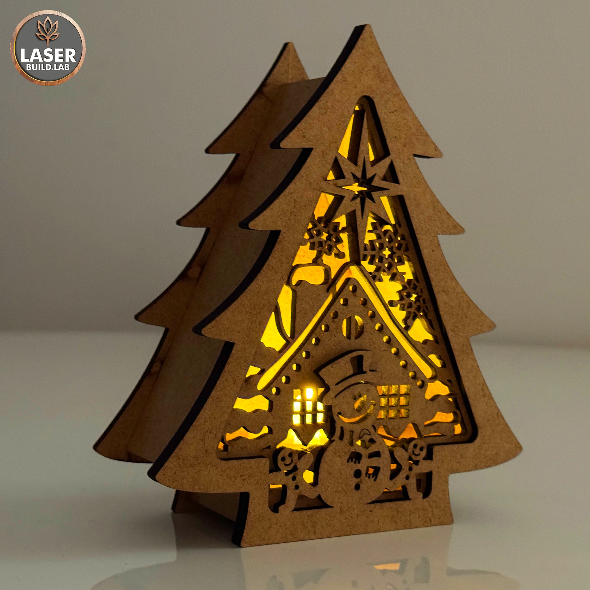 Christmas Tree Candle Holder 3 set laser cut file