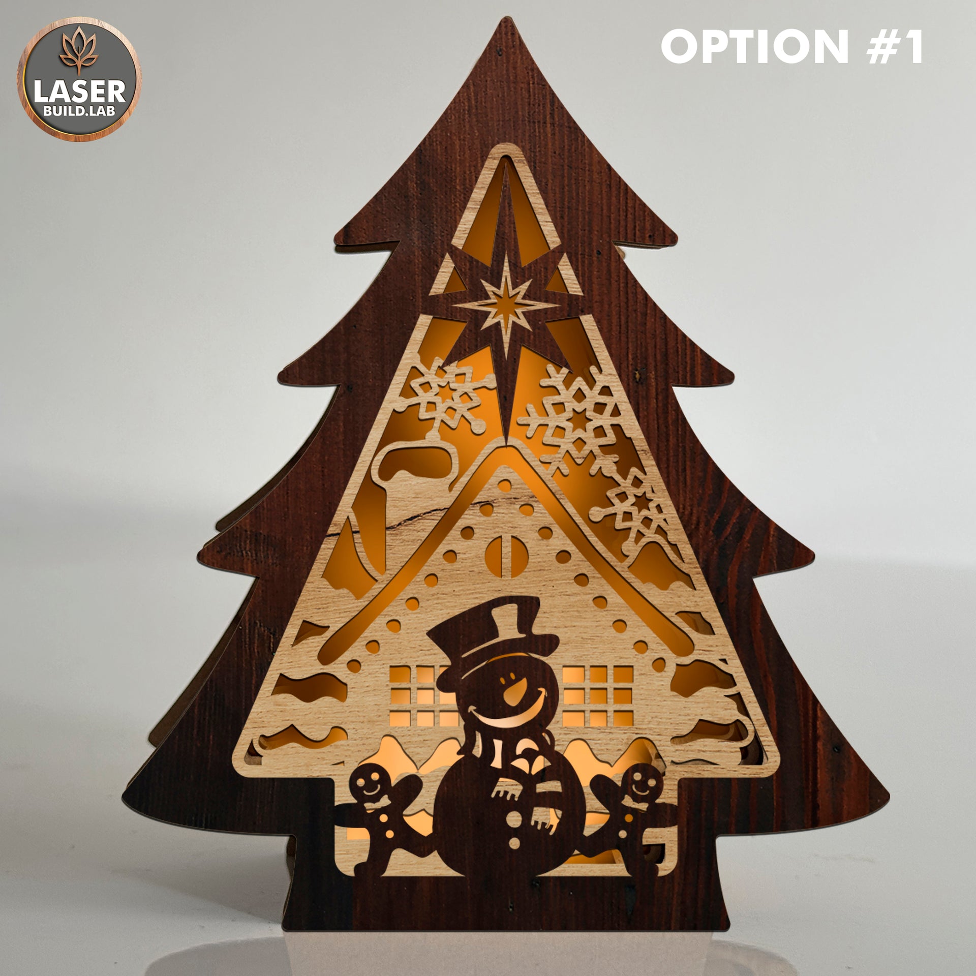 Christmas Tree Candle Holder 3 set laser cut file