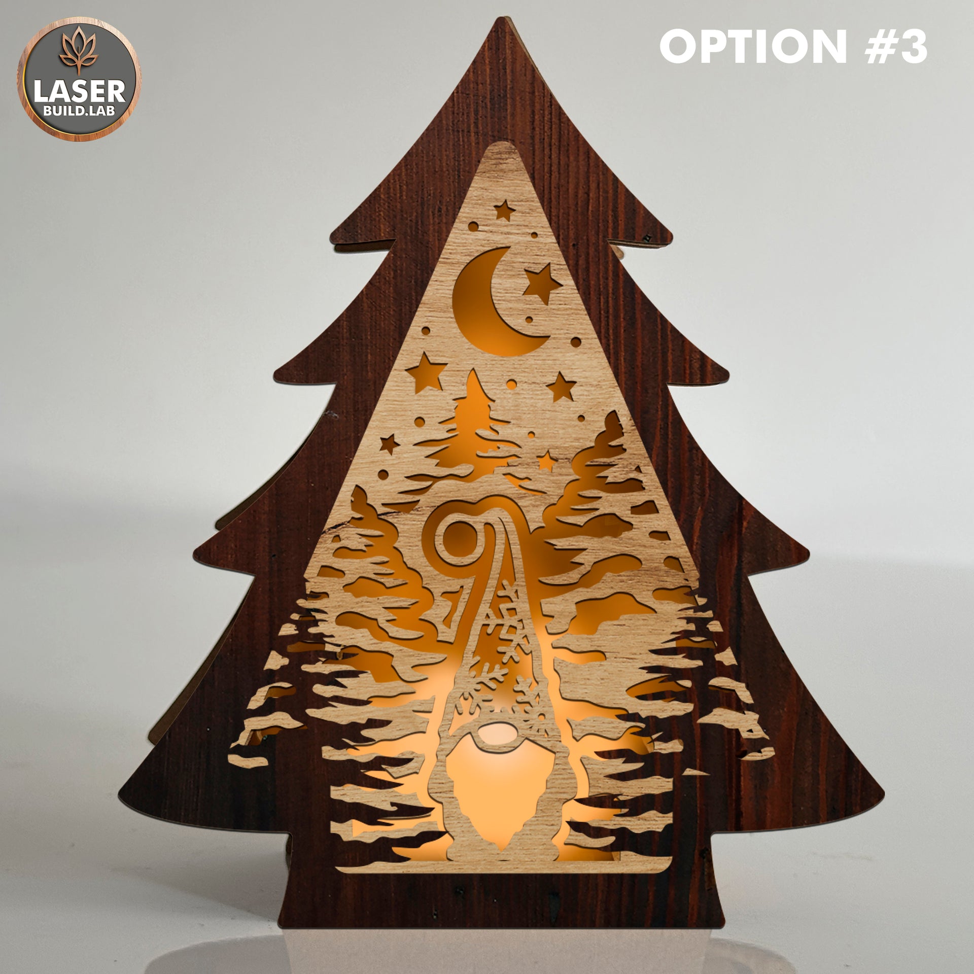 Christmas Tree Candle Holder 3 set laser cut file