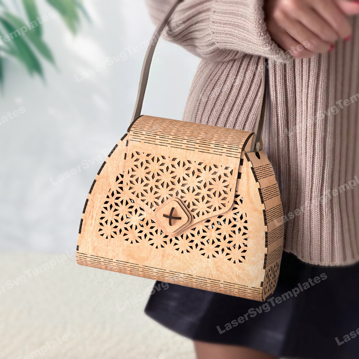 Laser cut wooden clutch handbag purse svg file