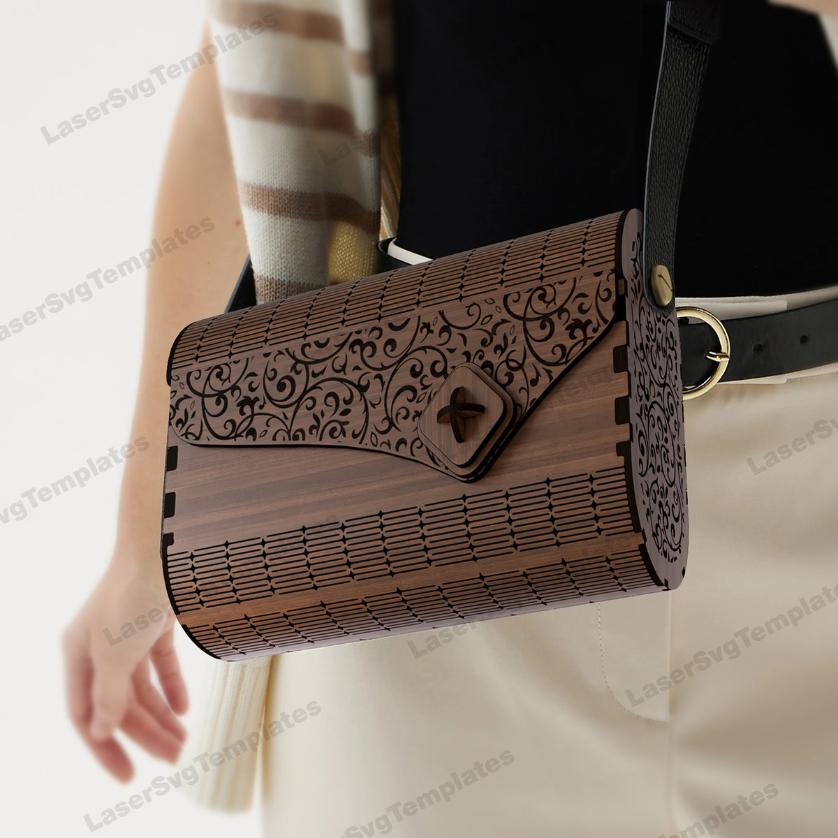 Wooden clutch handbag purse laser cut svg file