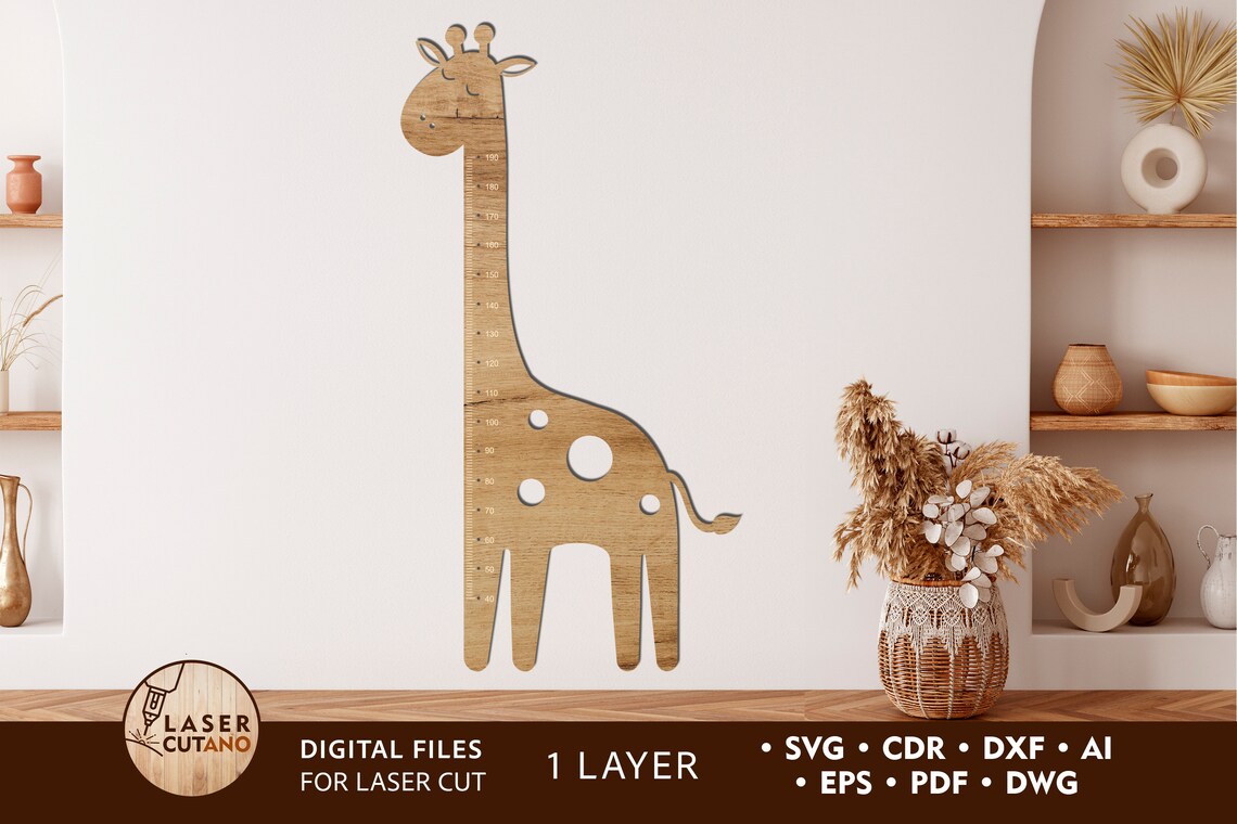 Giraffe Height Chart for Kids Laser Cut Svg File