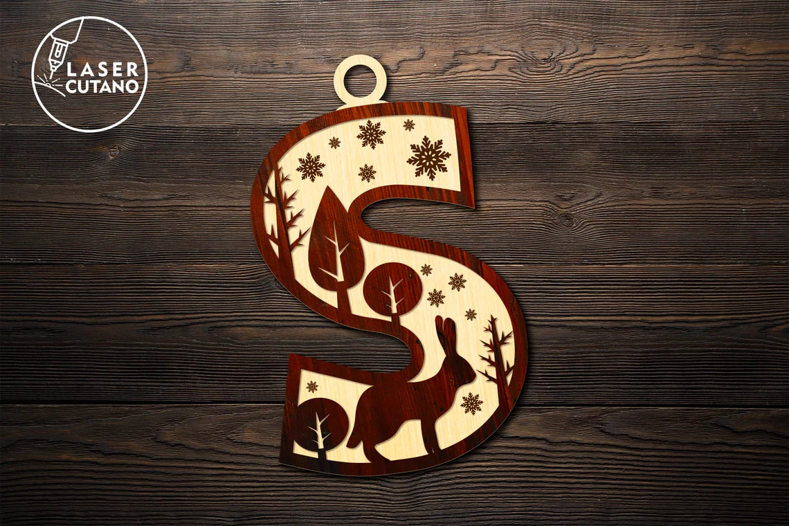 Christmas Ornament Alphabet Laser Cut Svg File