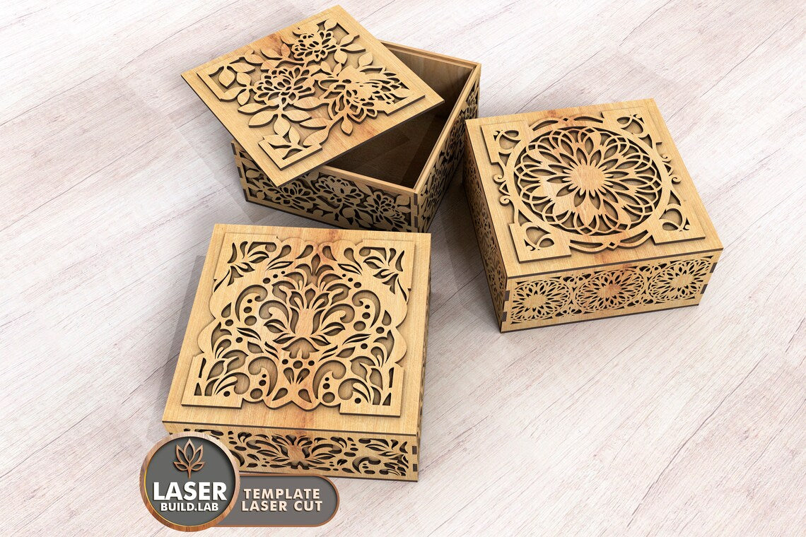 Laser Cut Gift Box 3 Bundle Svg File