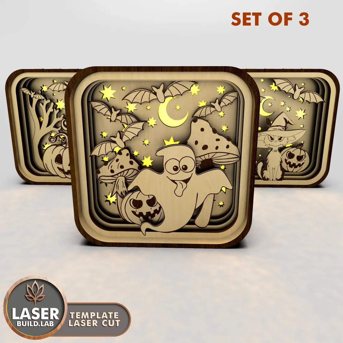 Shadow Box Halloween Laser Cut 3 set laser cut file