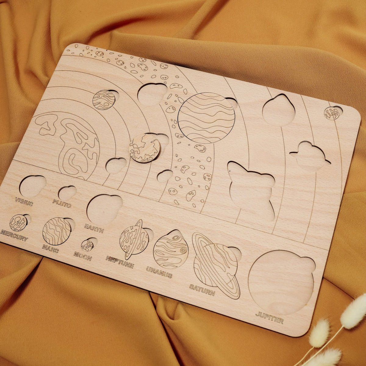 Educational kids solar system puzzle laser cut svg file