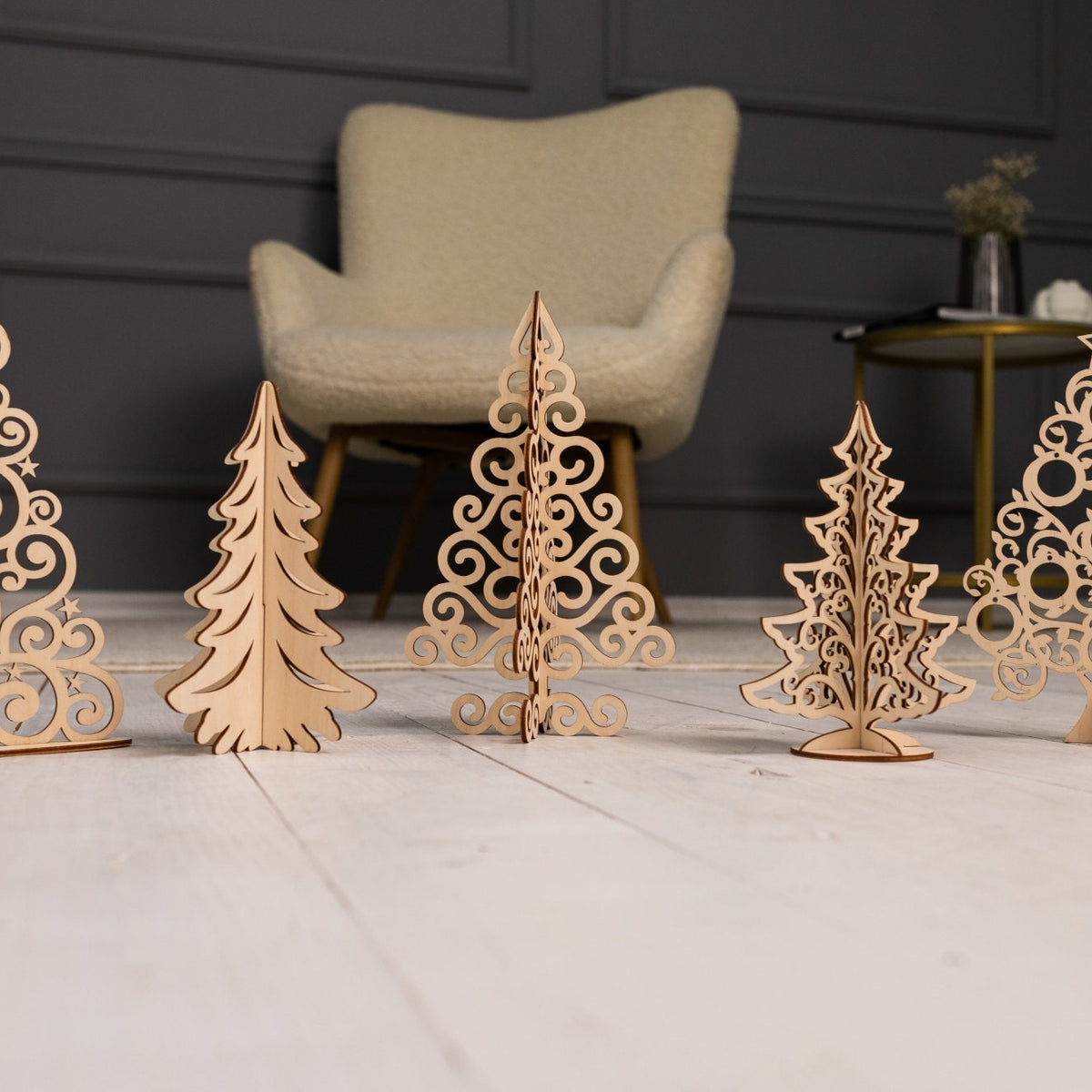 Standing Christmas tree 5 bundle laser cut files svg file