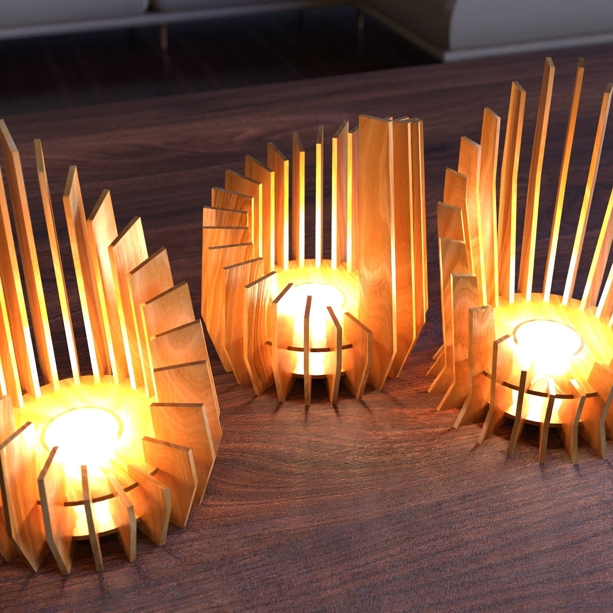 Wooden candle holder 3 bundle laser cut svg file