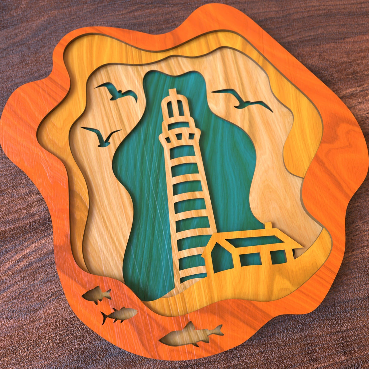 Laser cut multilayer mandala 3D lighthouse svg file