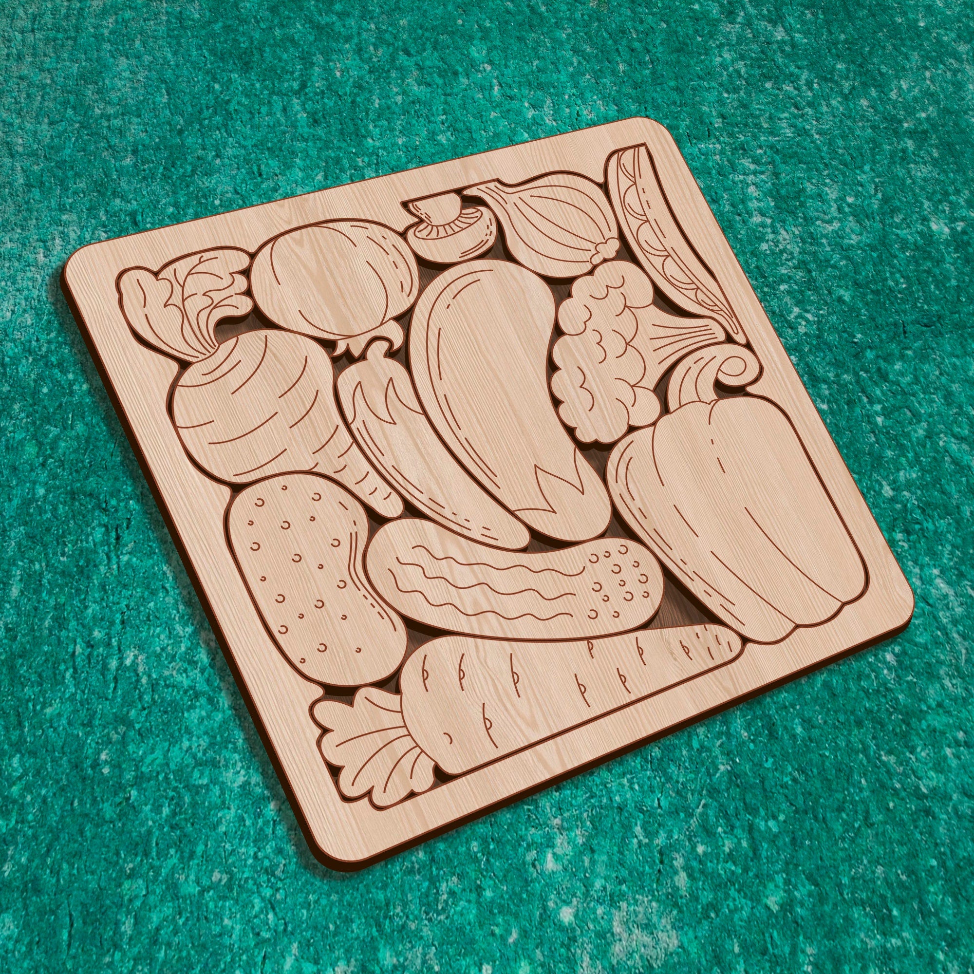 Wooden educational puzzle vegetables laser cut svg file – LaserSvgTemplates