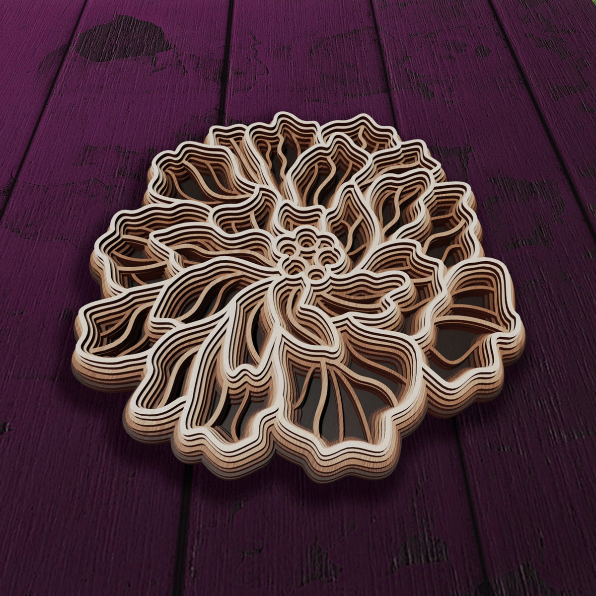 Laser cut multilayer flower wall art svg File