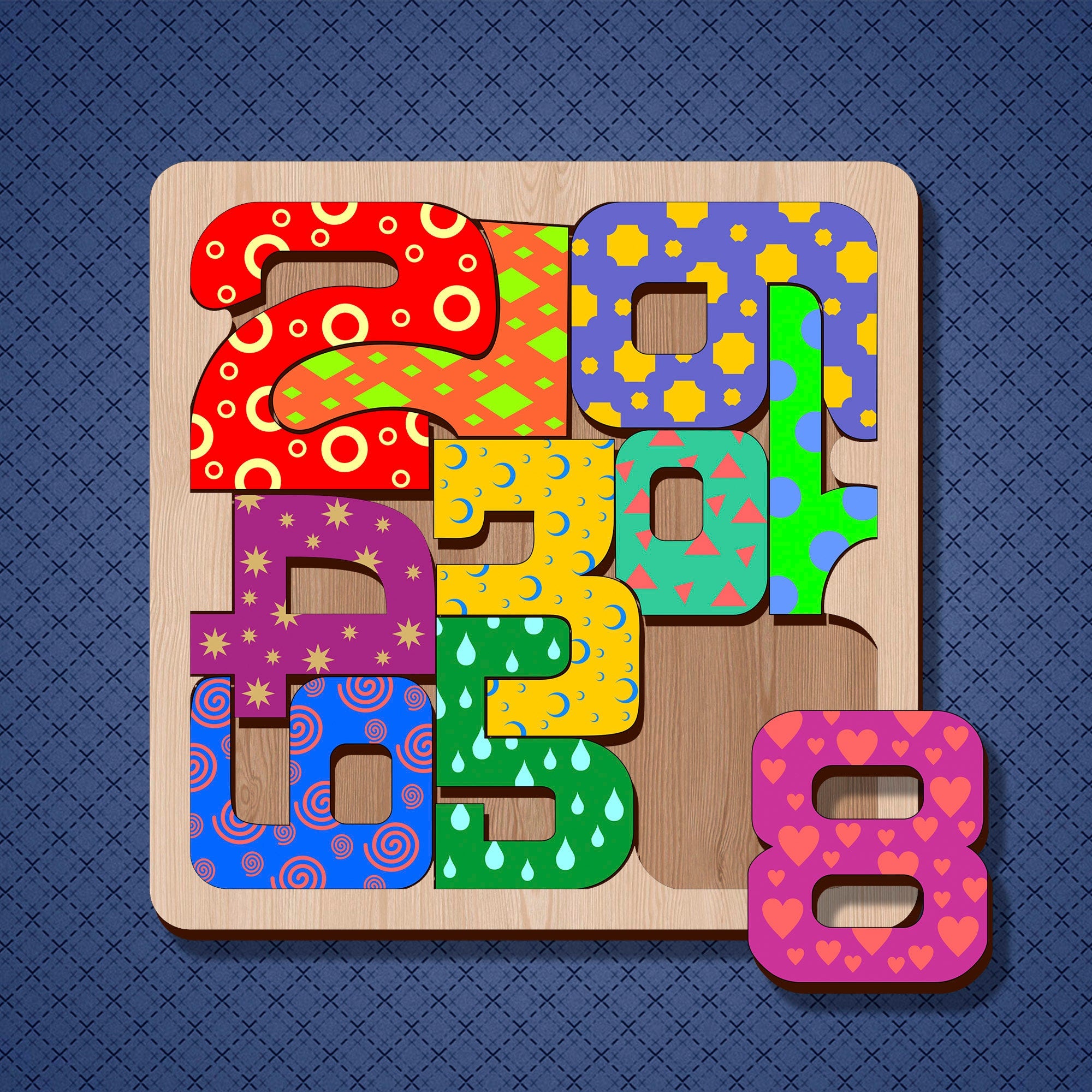 Wooden kids numbers puzzle laser cut svg file – LaserSvgTemplates