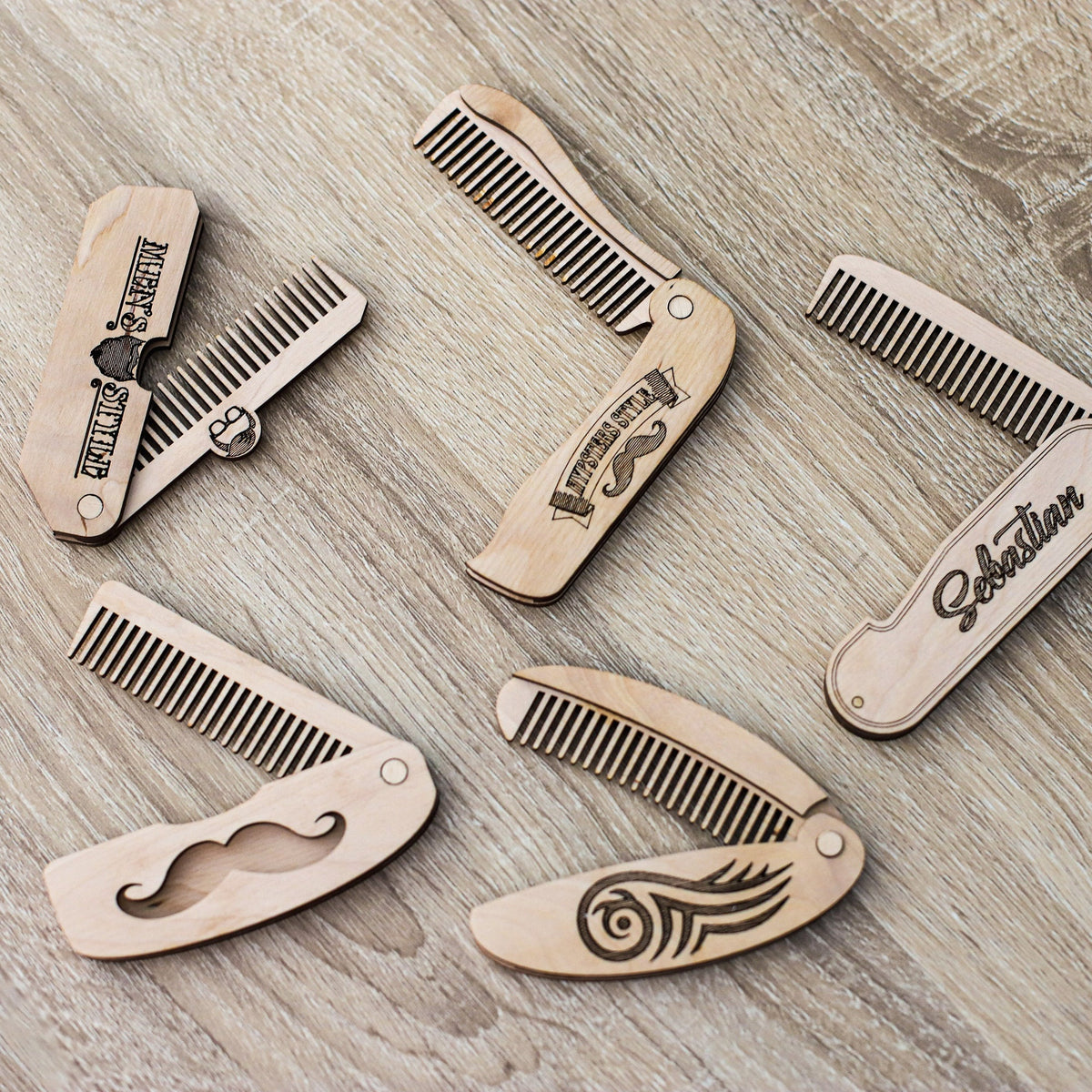 Laser cut wooden combs 5 bundle svg file