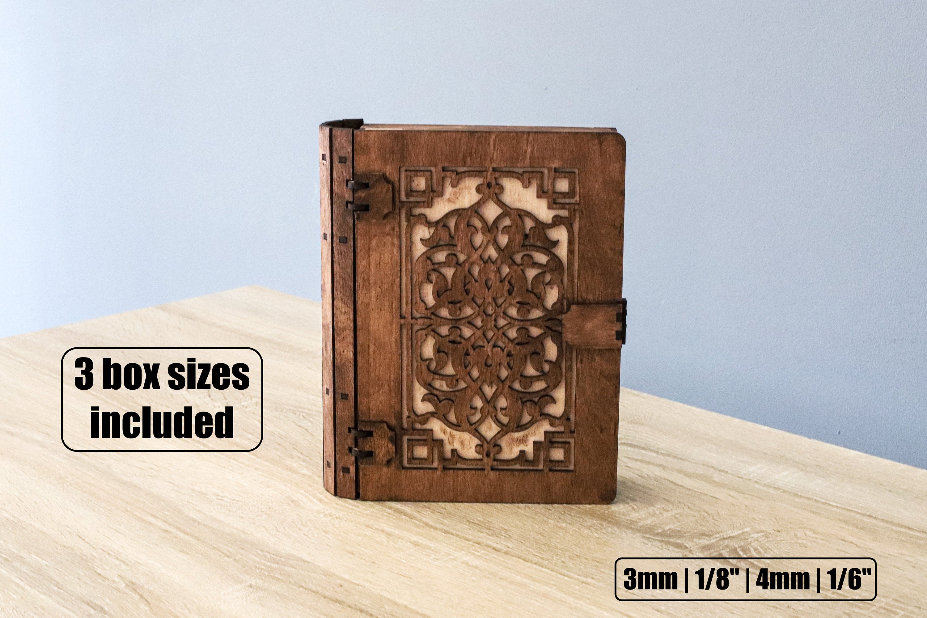 Wooden book box 3 sizes bundle laser cut svg file – LaserSvgTemplates