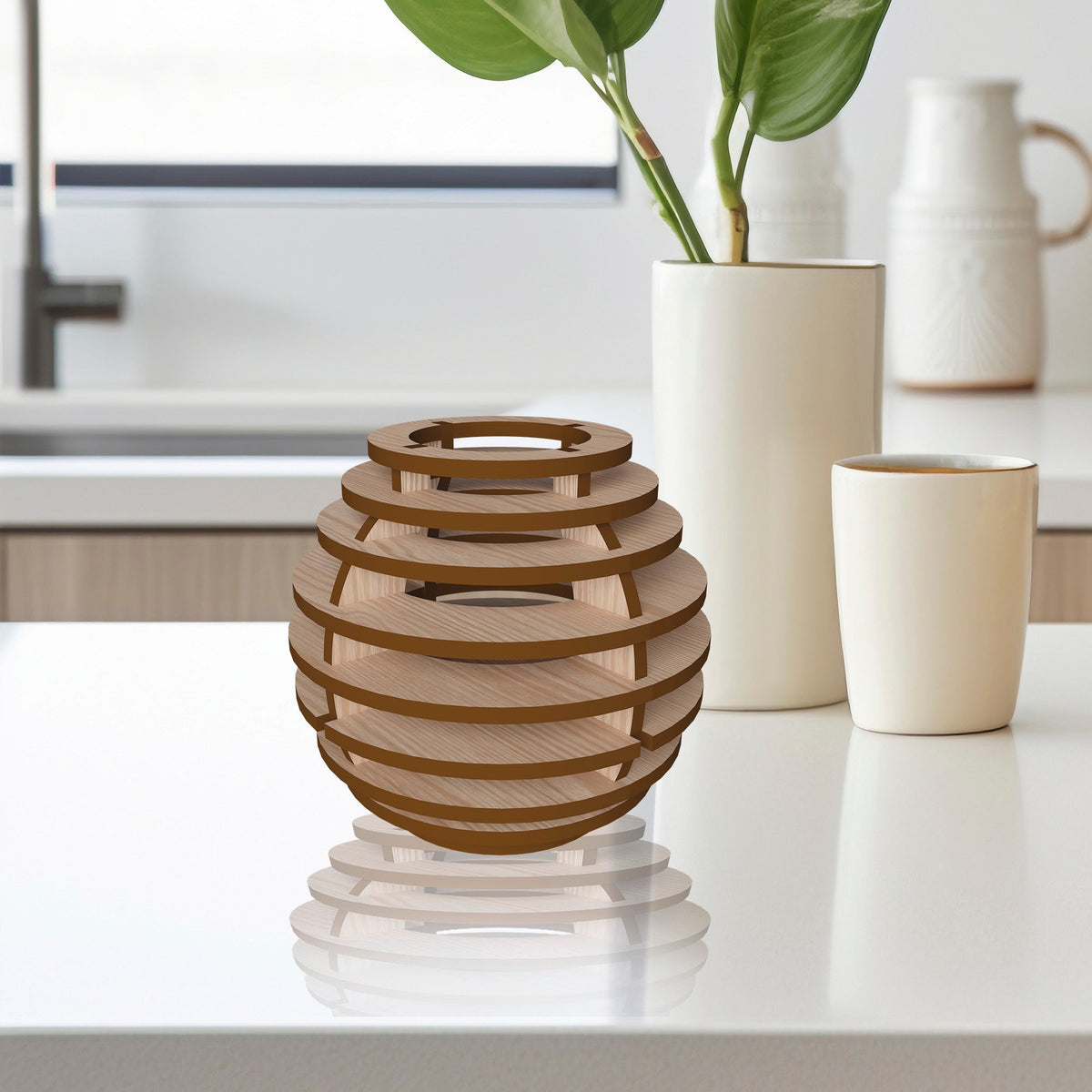 Wooden sphere candle holder laser cut svg file