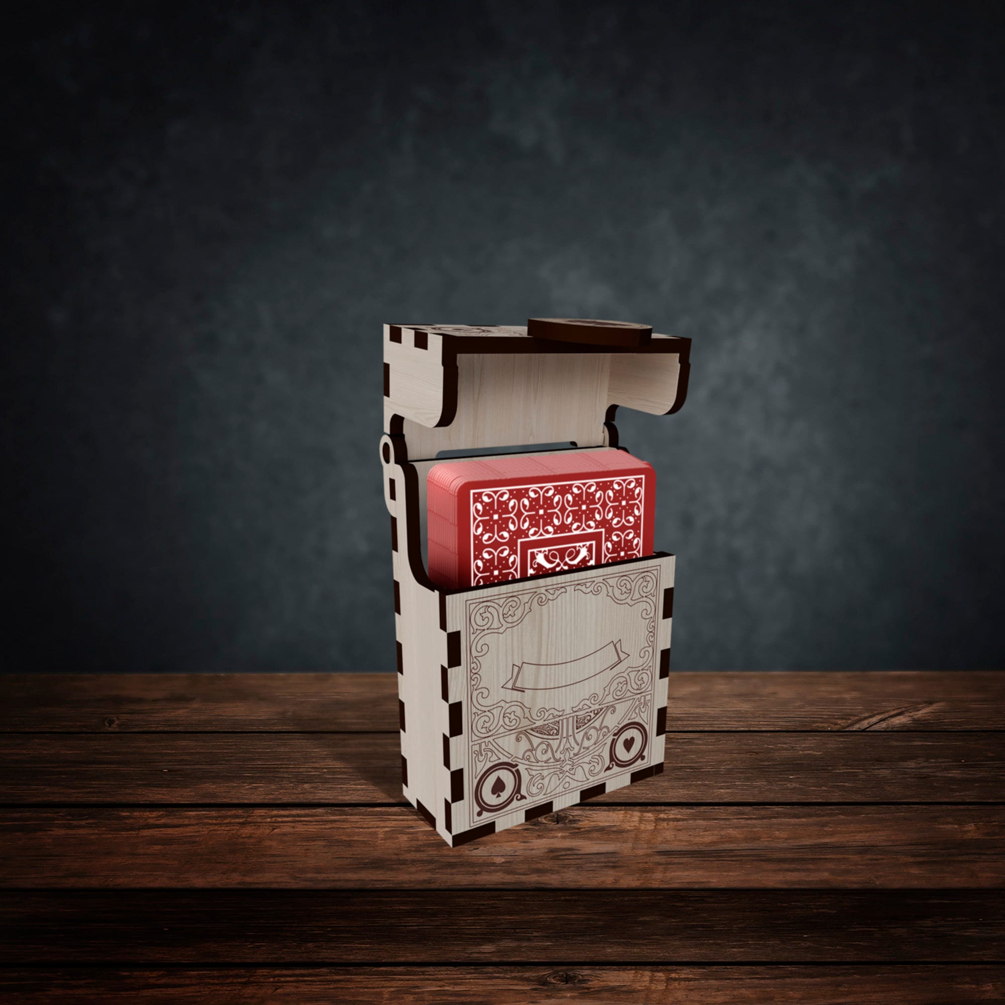 Laser cut wooden playing game cards box svg file – LaserSvgTemplates