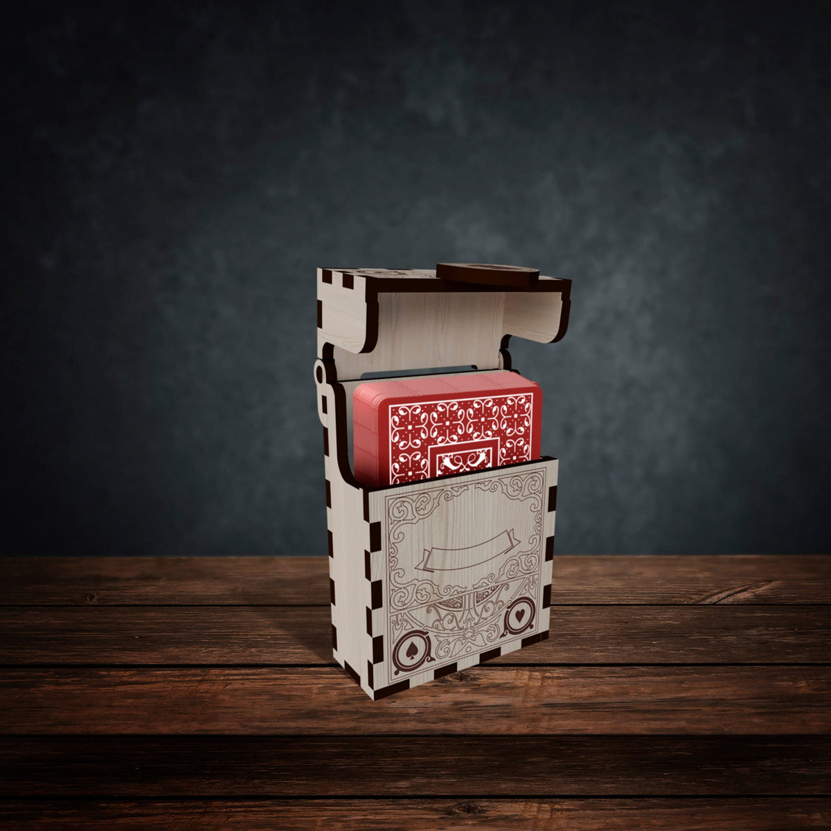 Laser cut wooden playing game cards box svg file
