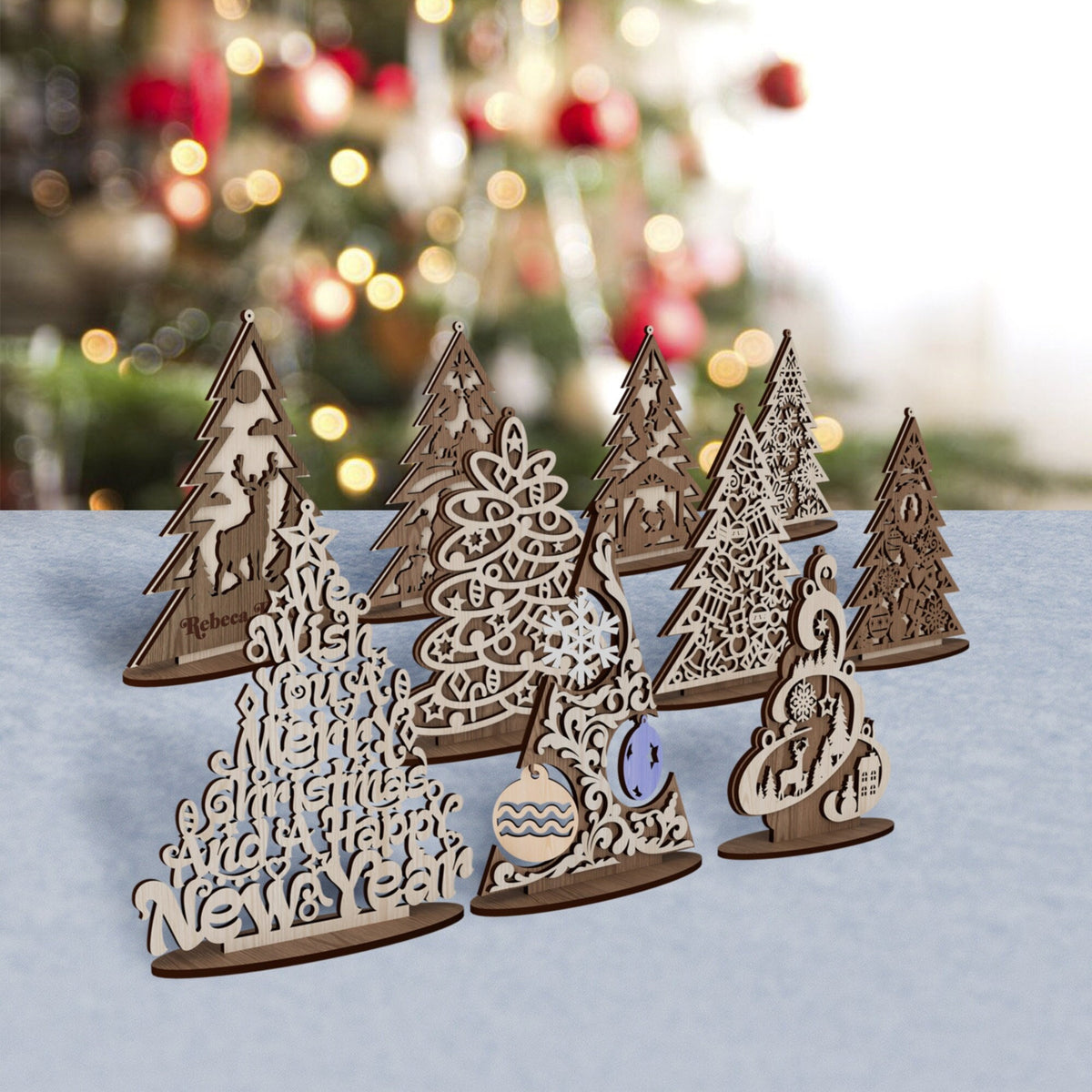 Laser cut Standing Christmas tree 10 bundle svg file