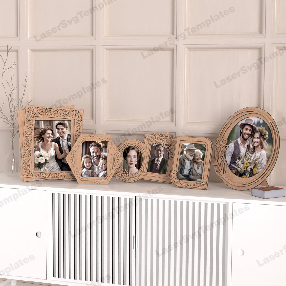 Wooden curved decorative frame 5 bundle laser cut svg file