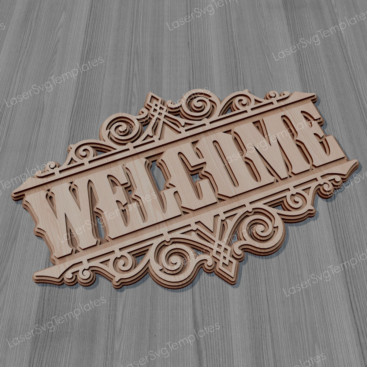 Multilayer welcome sign door hanger laser cut svg file