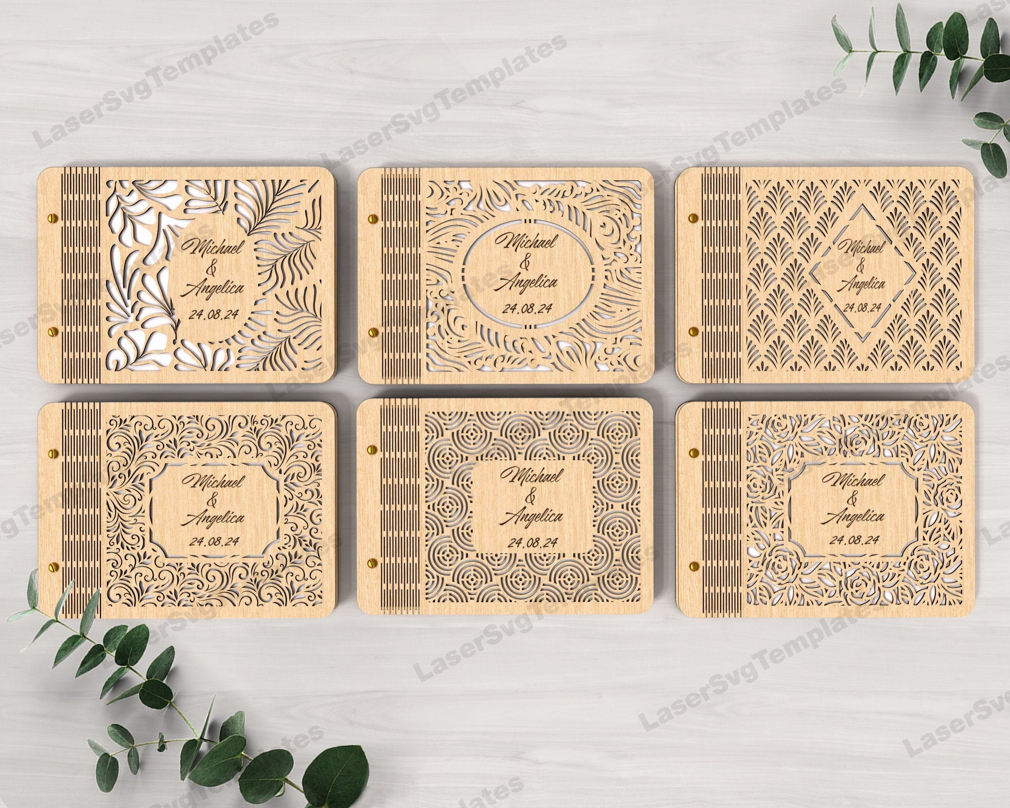 Wedding guest book cover bundle laser cut svg file – LaserSvgTemplates