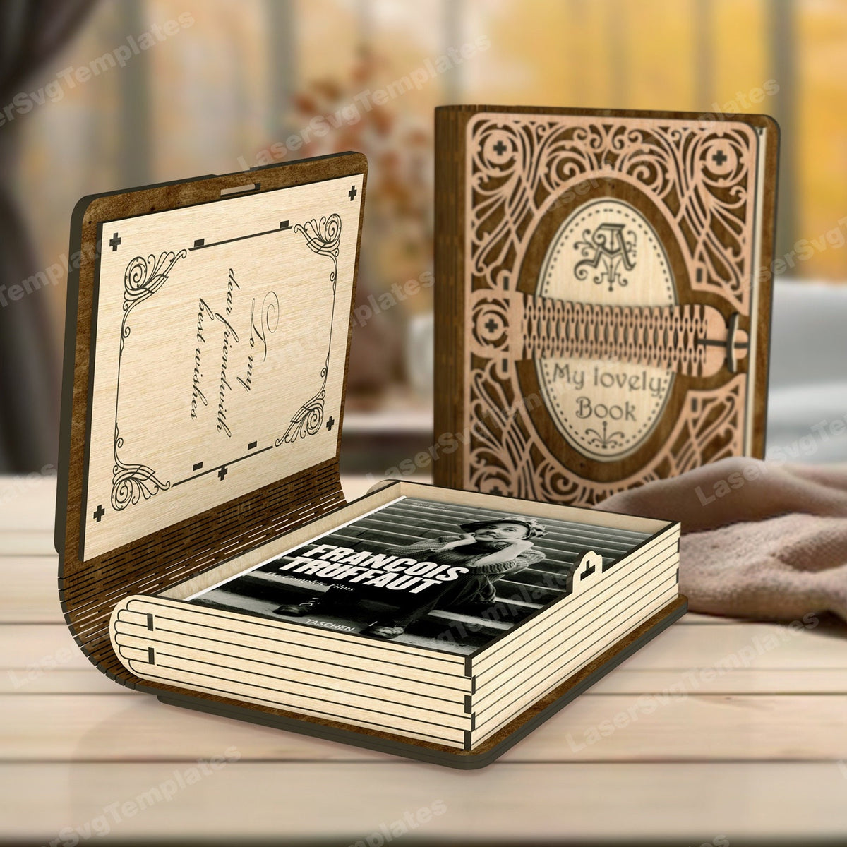 Wooden gift book box laser cut svg file