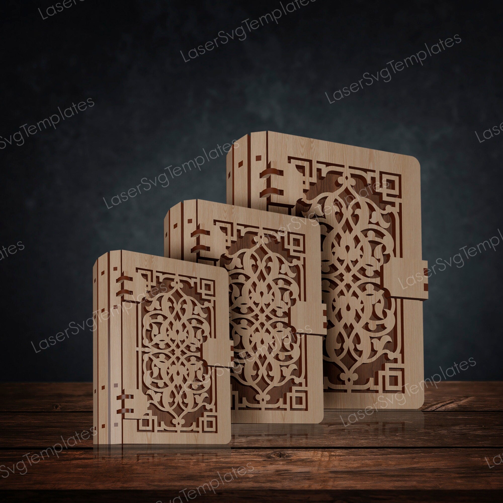 Wooden book box set laser cut svg file – LaserSvgTemplates