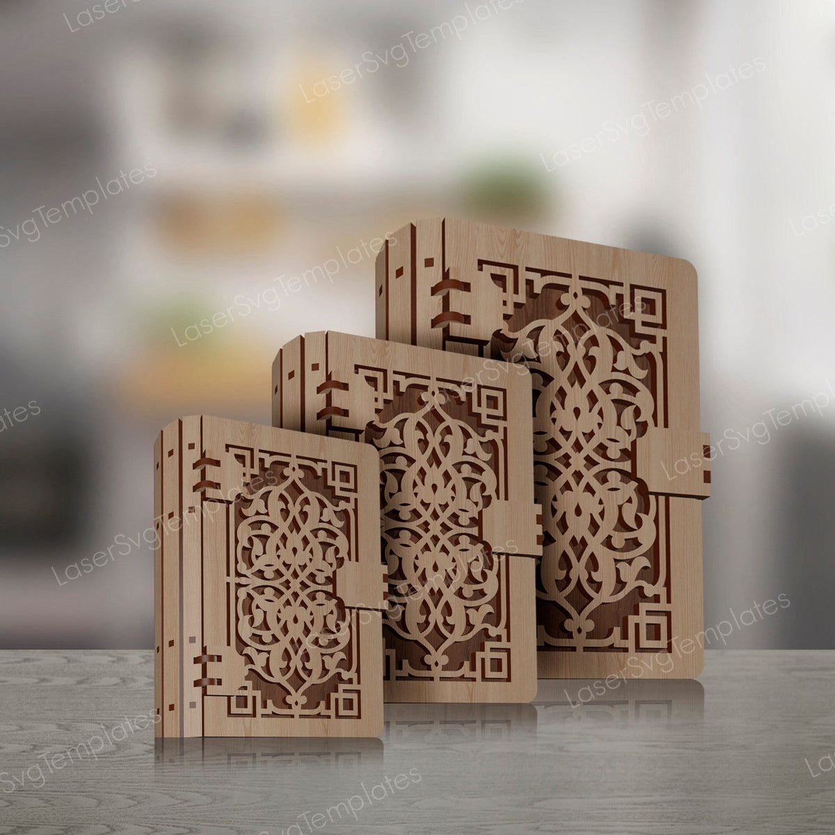 Wooden book box set laser cut svg file