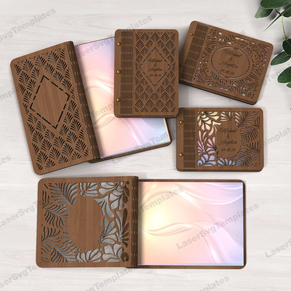 Wedding guest book cover bundle laser cut svg file
