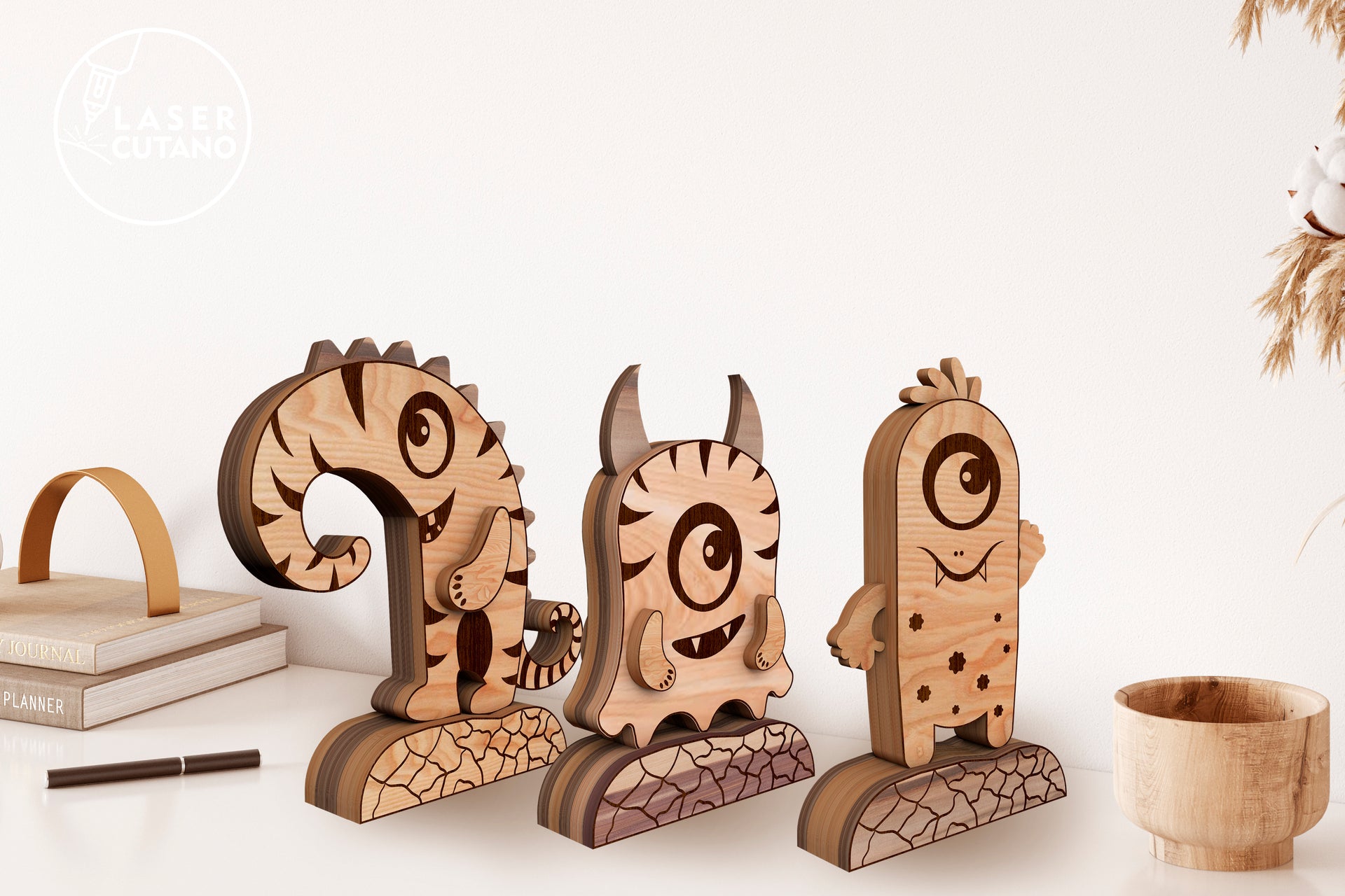 Halloween Monsters table decor 11 set laser cut file